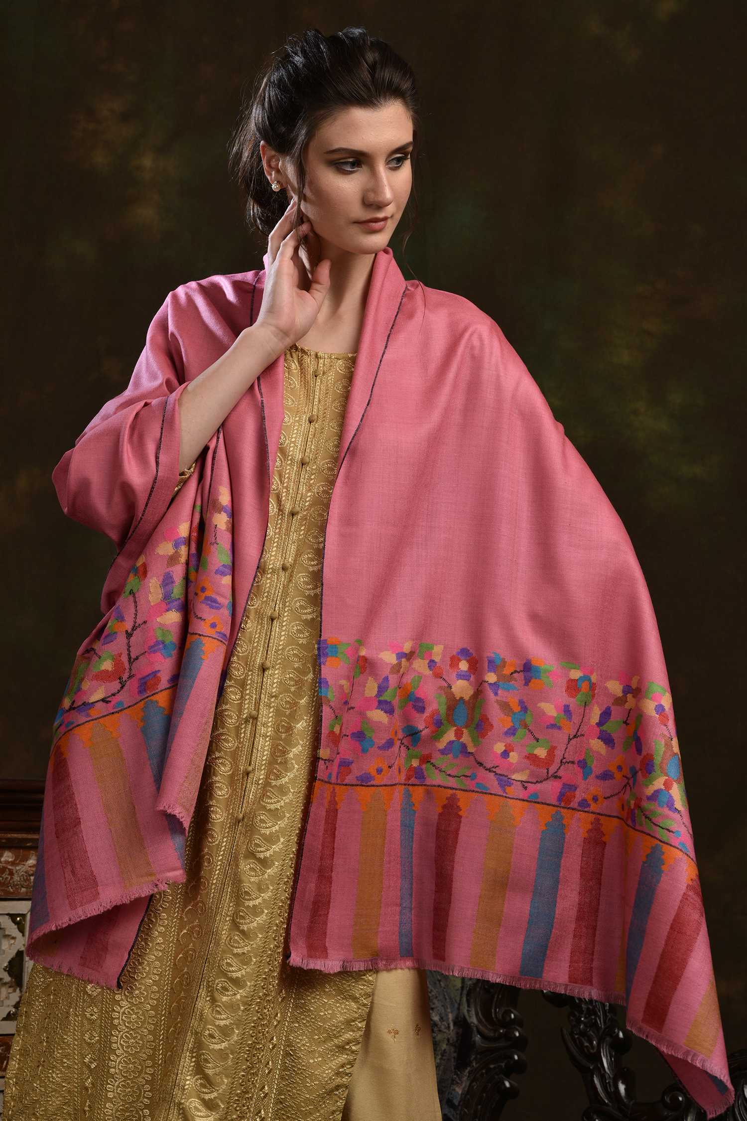 Kani Cashmere Wraps | Handwoven Pink Cashmere