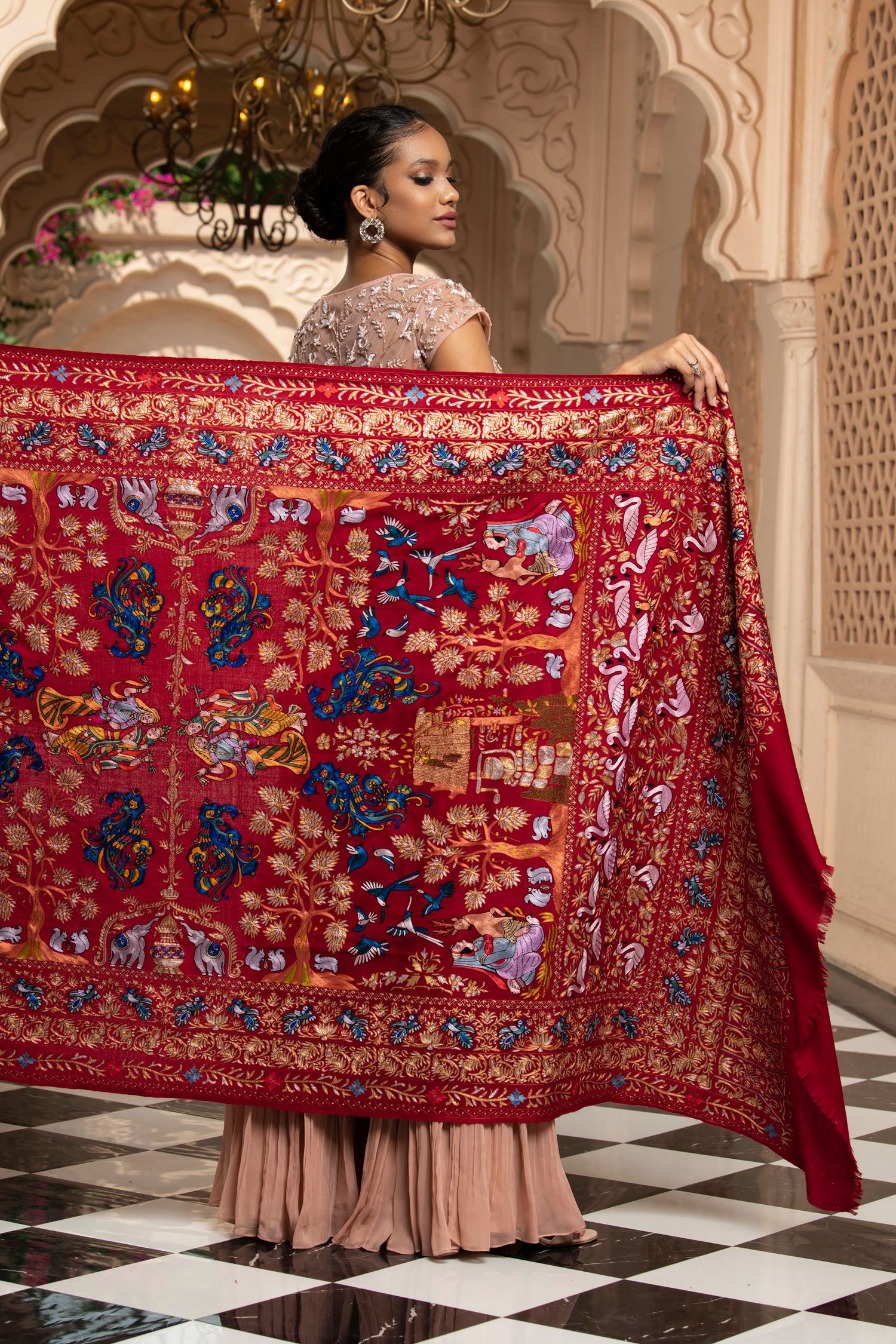 Red Pashmina Shawl | Handwoven Shawls for Women