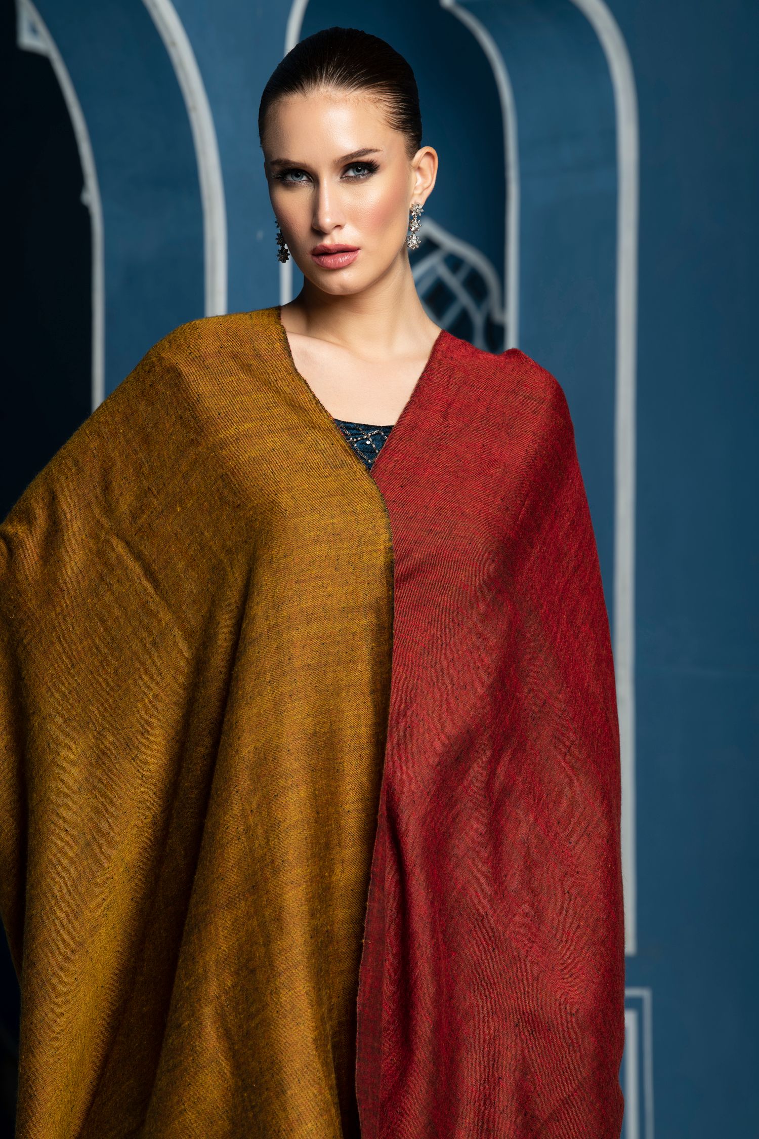 Gold and Red Pashmina Shawl | Reversible Shawls
