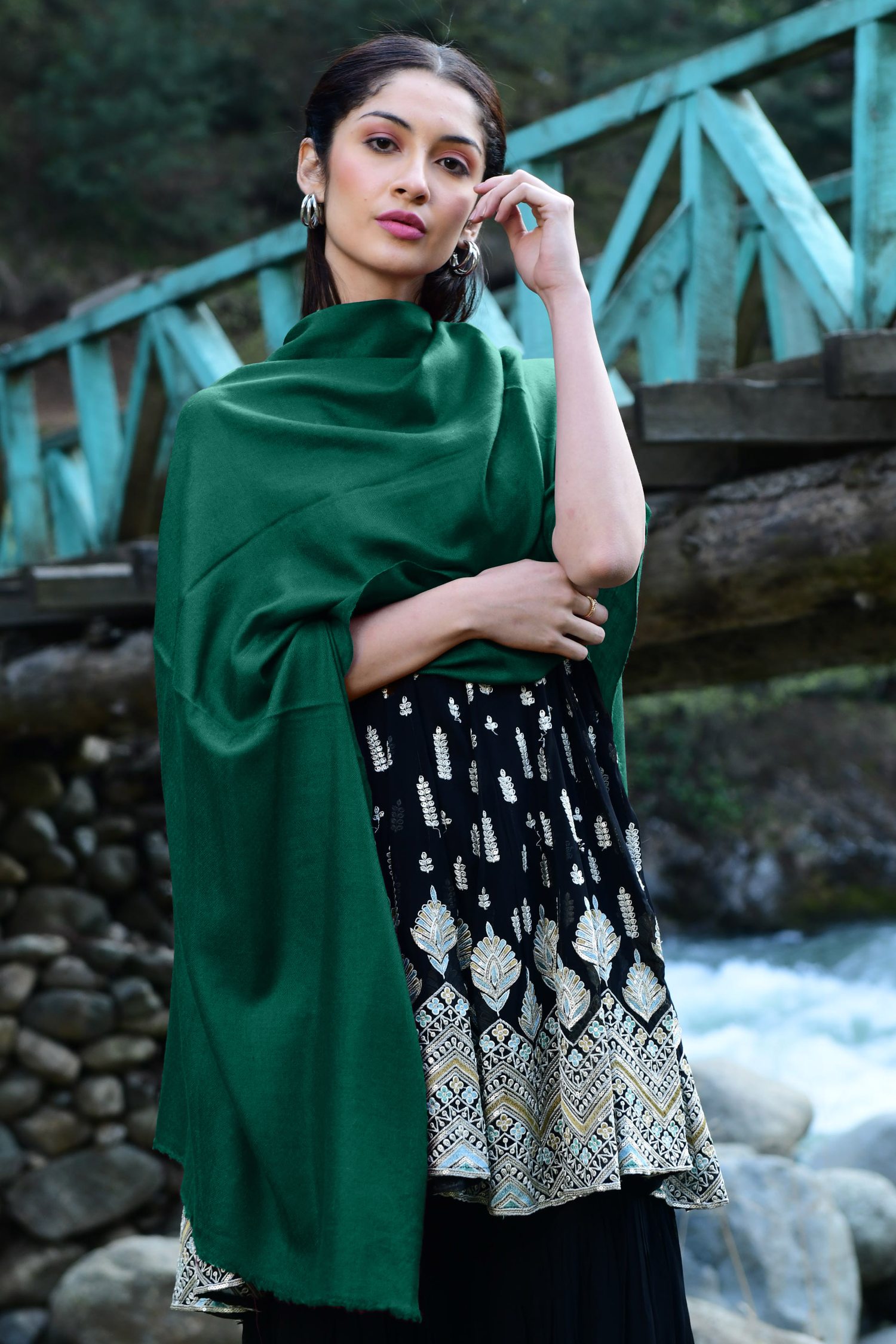 Emerald Green Cashmere Wrap | Designer Cashmere