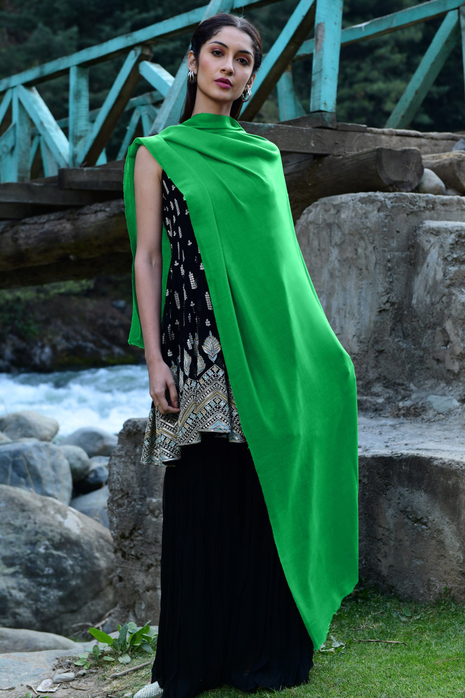 Fern Green Cashmere Wrap Pure Pashmina