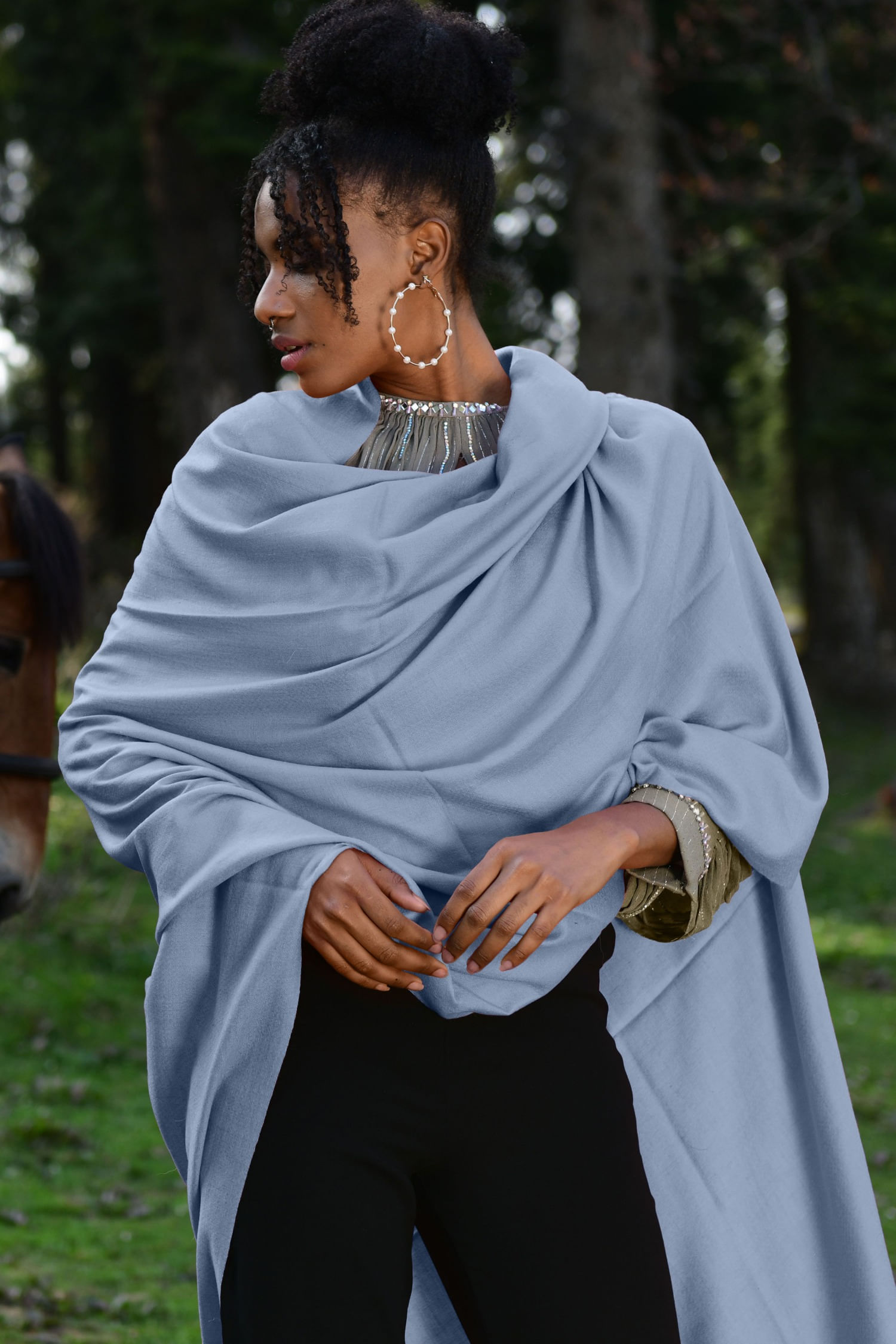 Powder Blue Pashmina Shawl | Original Pashmina Shawls