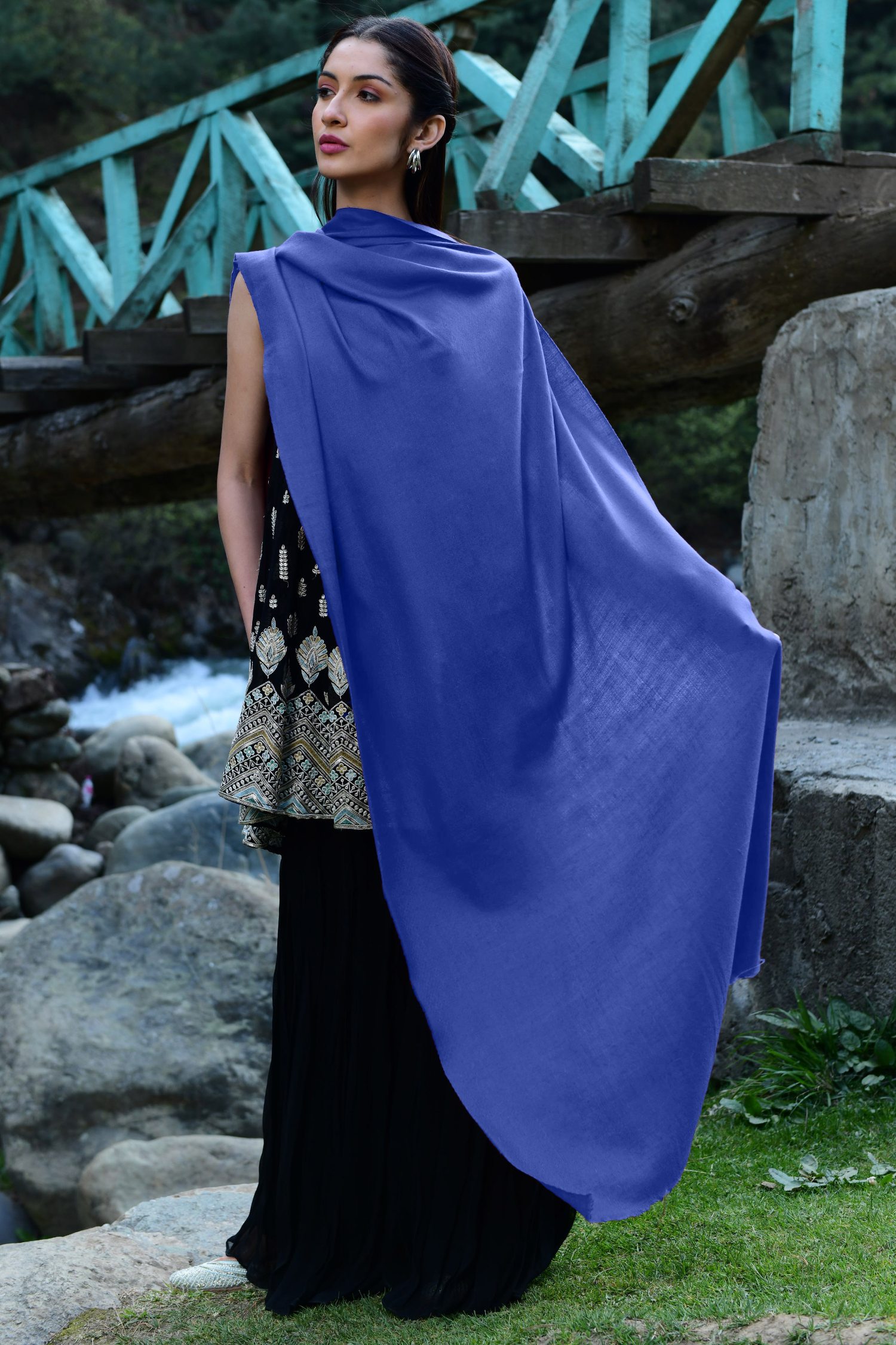 Cobalt Blue Cashmere Wrap | Solid Cashmere Wraps