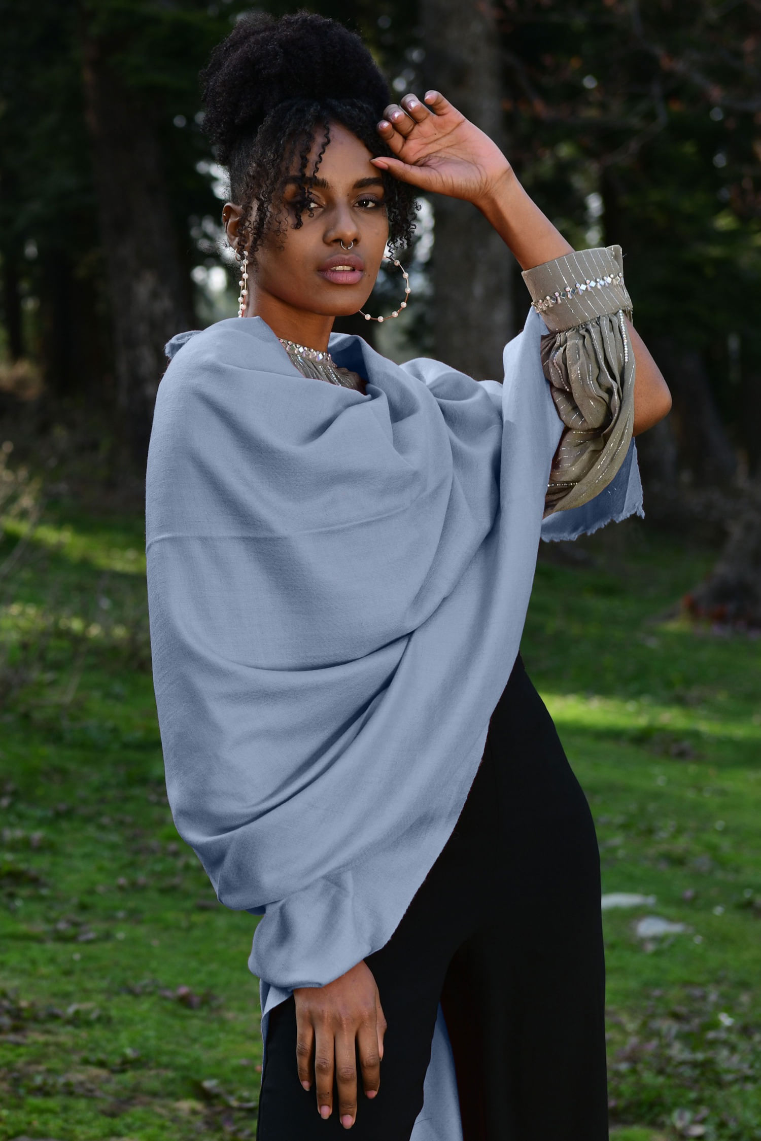 Powder Blue Pashmina Shawl | Original Pashmina Shawls