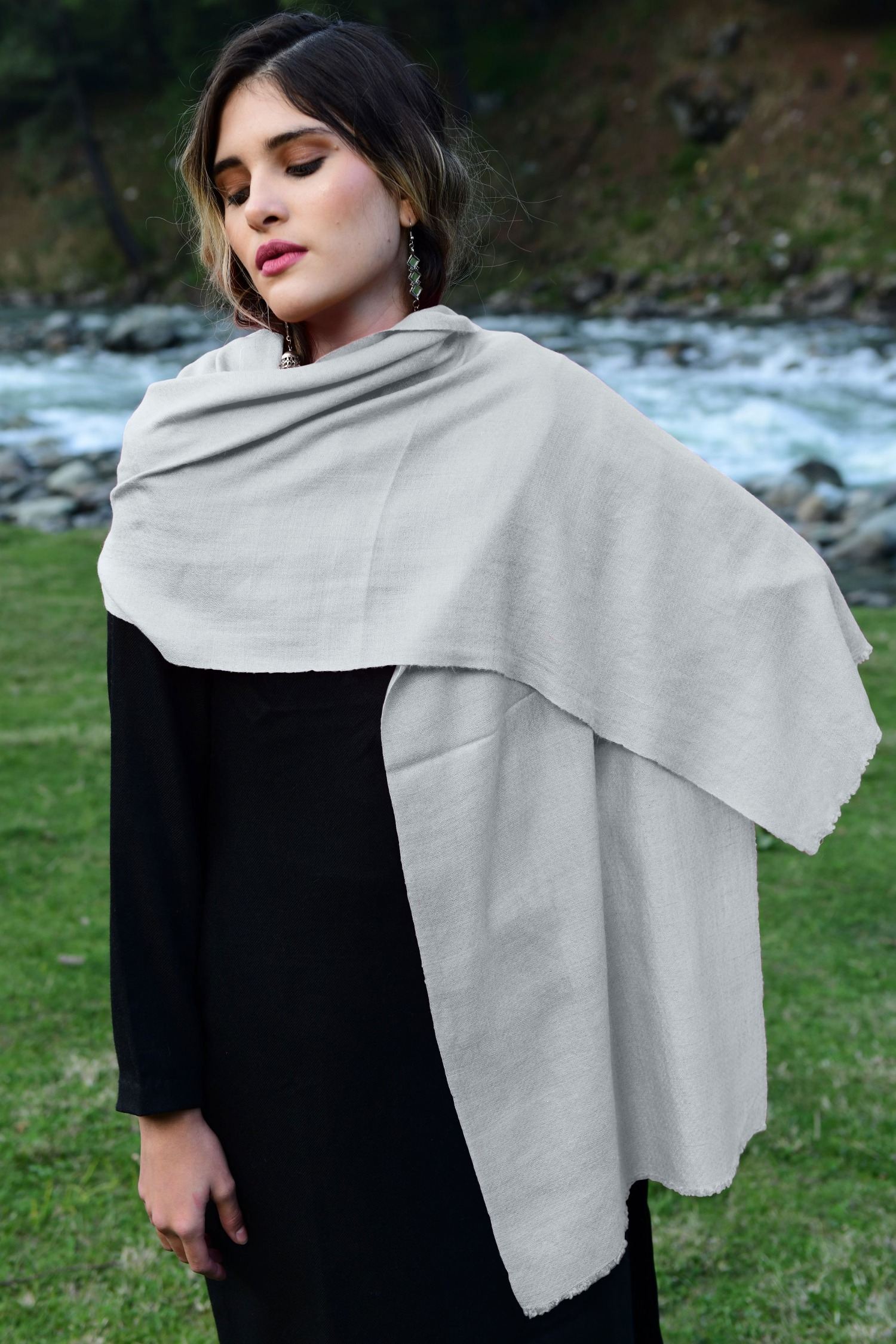 Silver Grey Cashmere Scarf | Ladies Cashmere Scarves