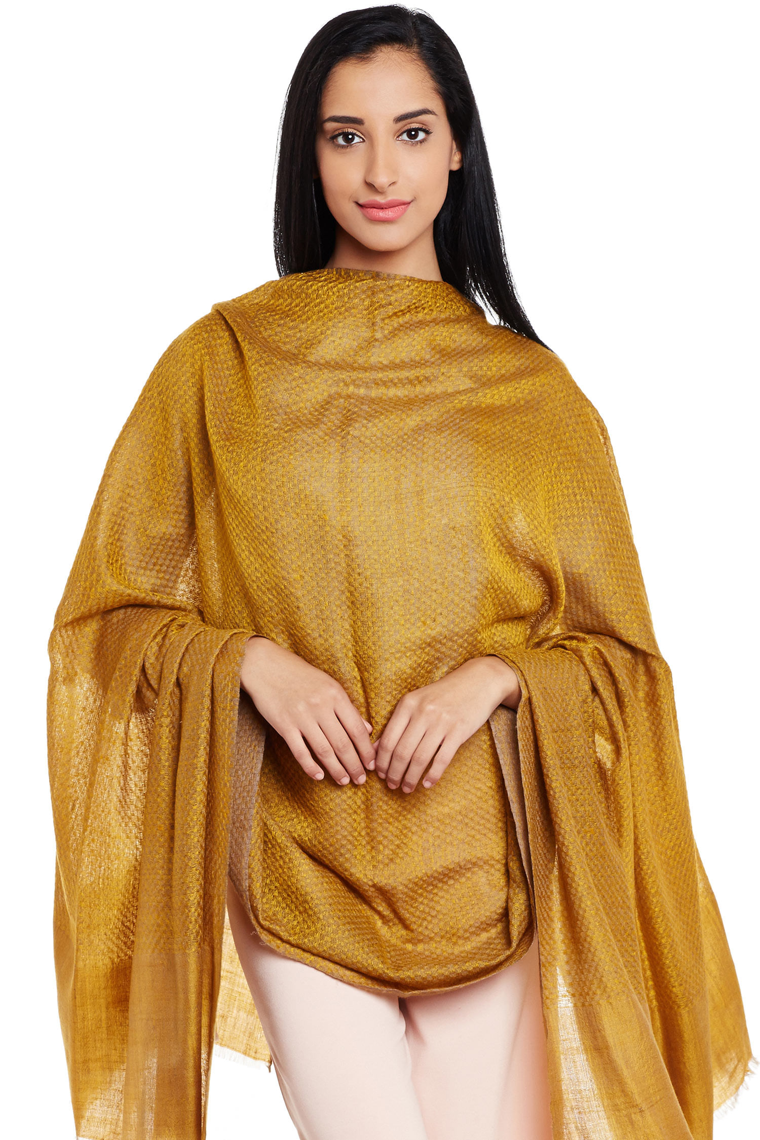 Gold Textured Pashmina Shawl