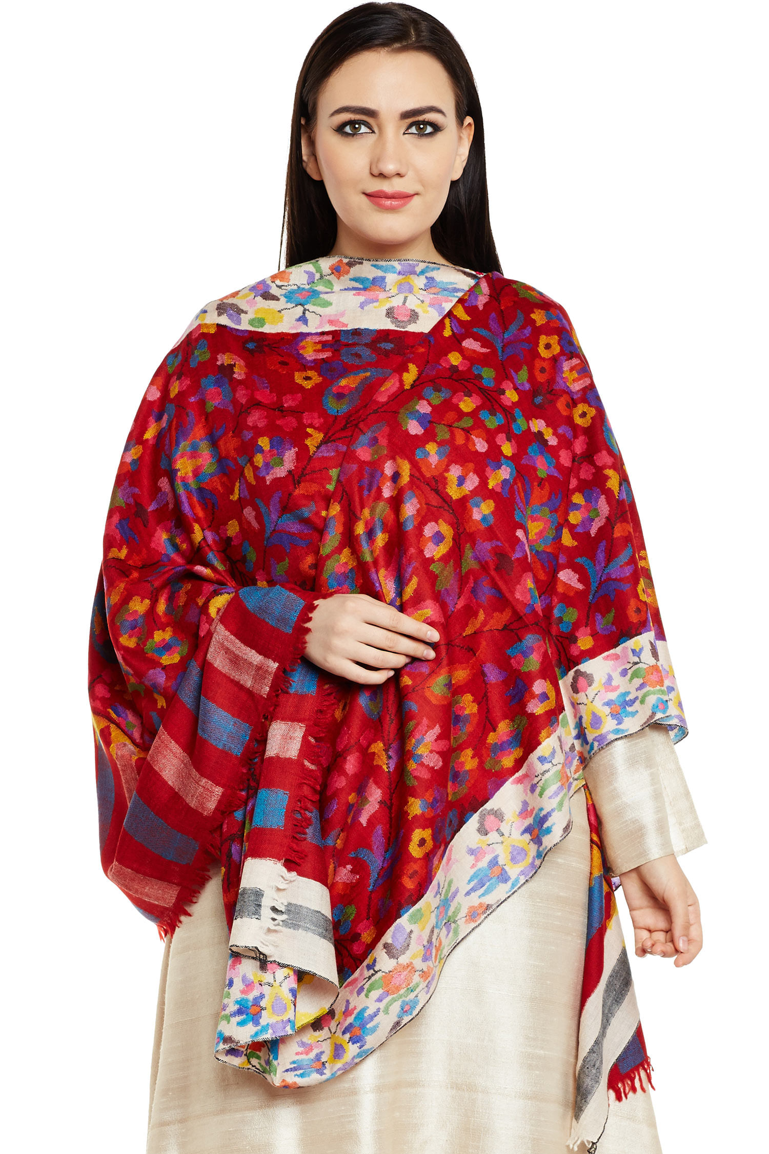 Red Pashmina Kani Shawl | Bridal Pashmina Shawls