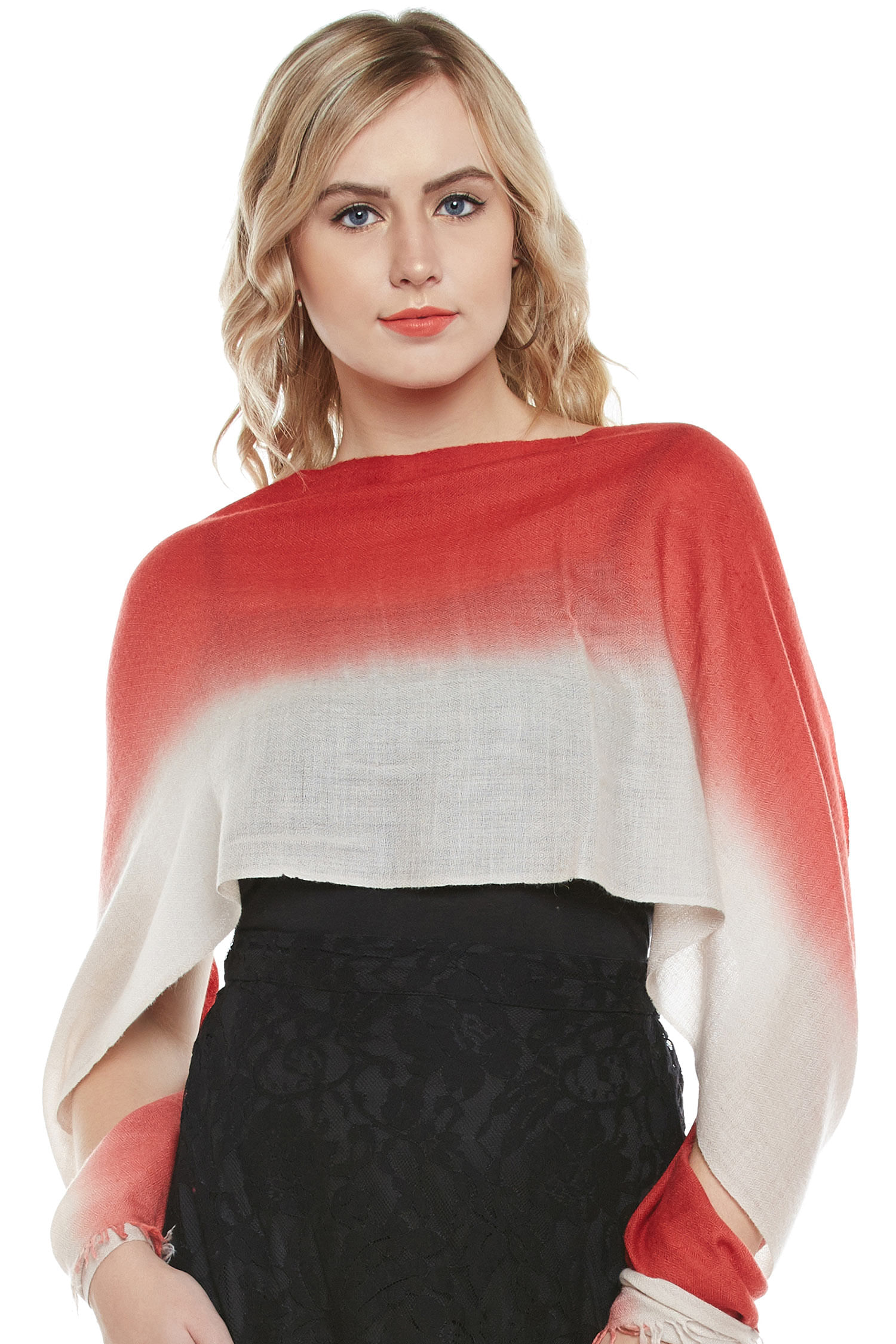 Maroon Greige Ombre Cashmere Scarf | Evening Wraps