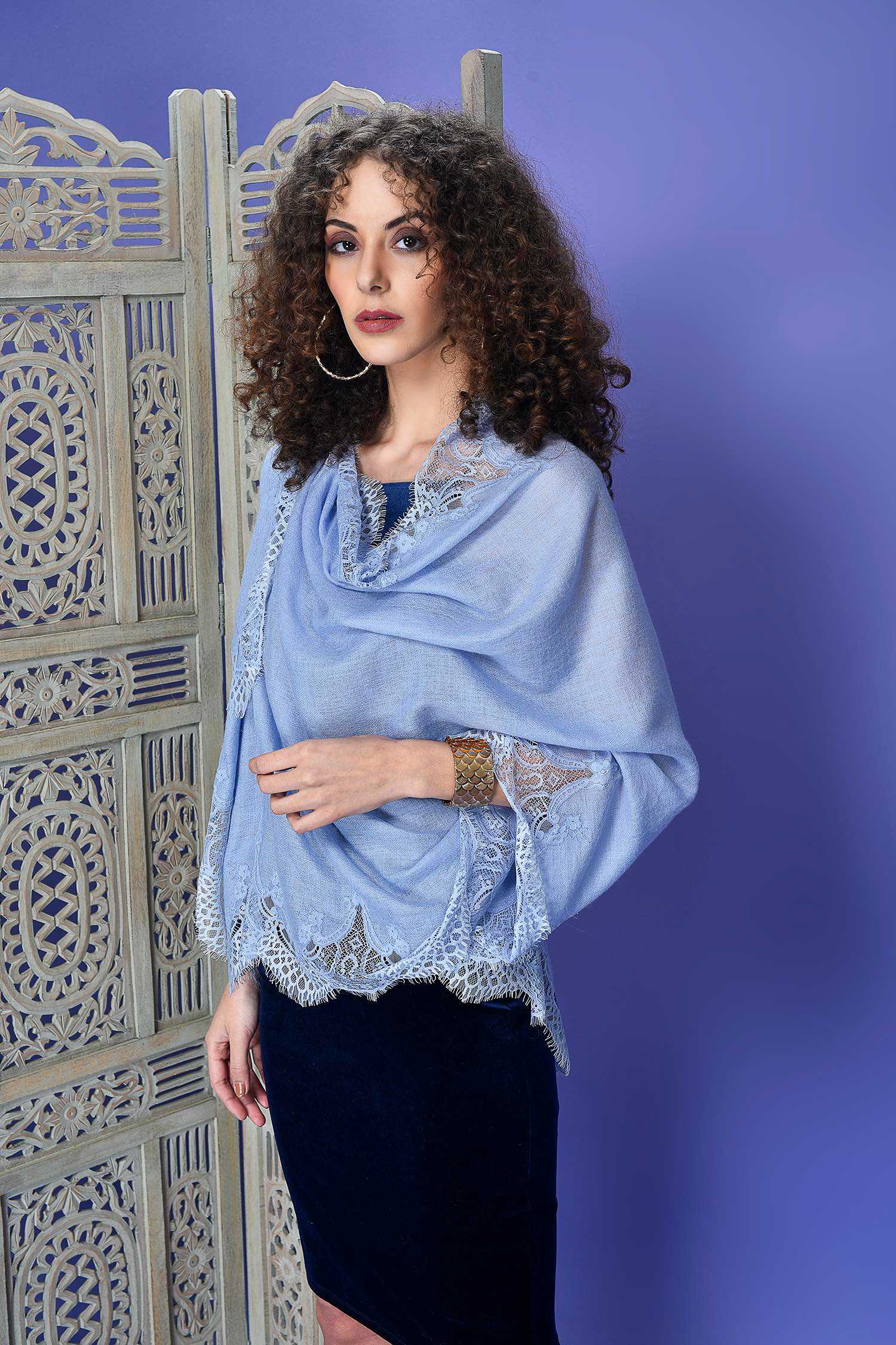 Pashmina Wraps with Lace | Wedding Cashmere Wraps