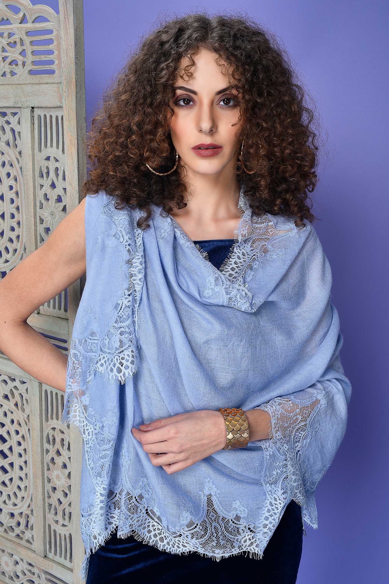 Pashmina Wraps with Lace | Wedding Cashmere Wraps