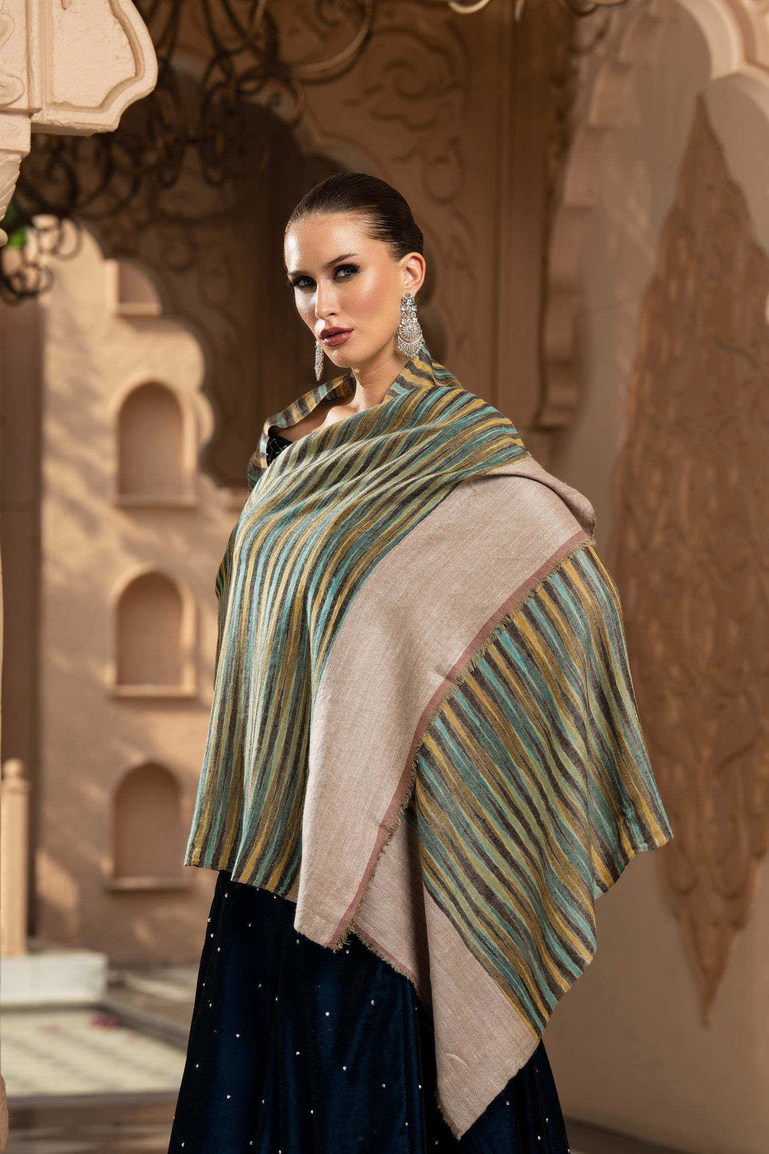 Ikat Dyed Cashmere Wrap | Modern Cashmere scarf