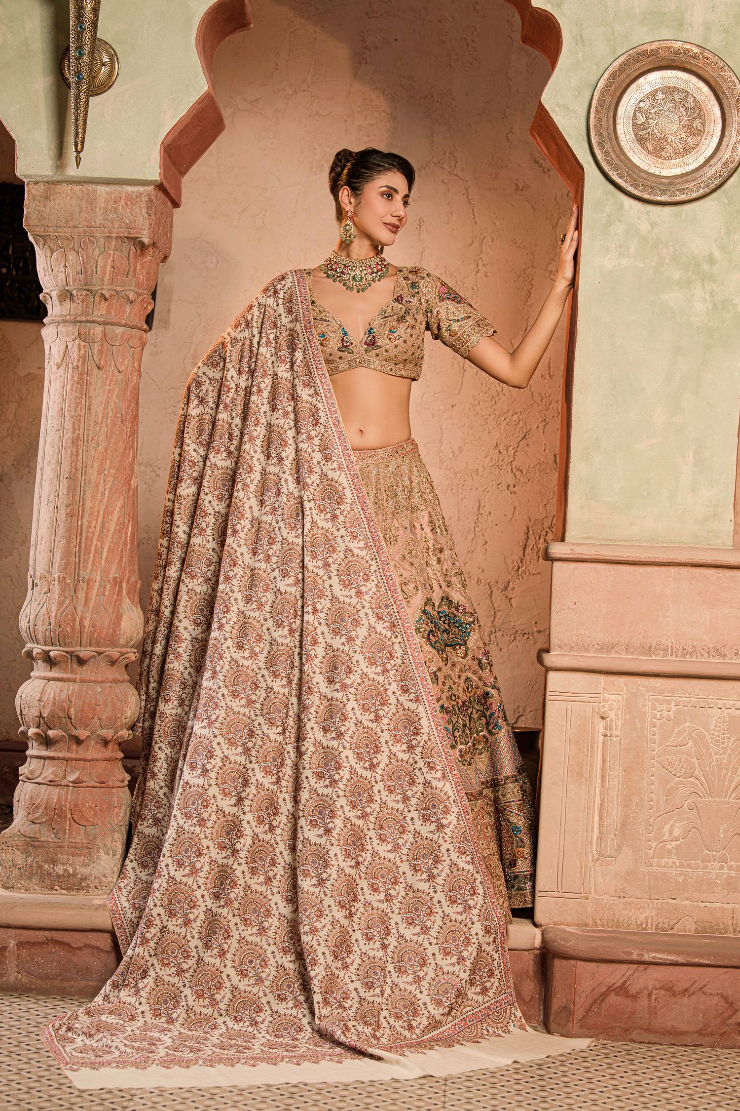 Ivory Pashmina Shawl | Sozni Shawls for Women