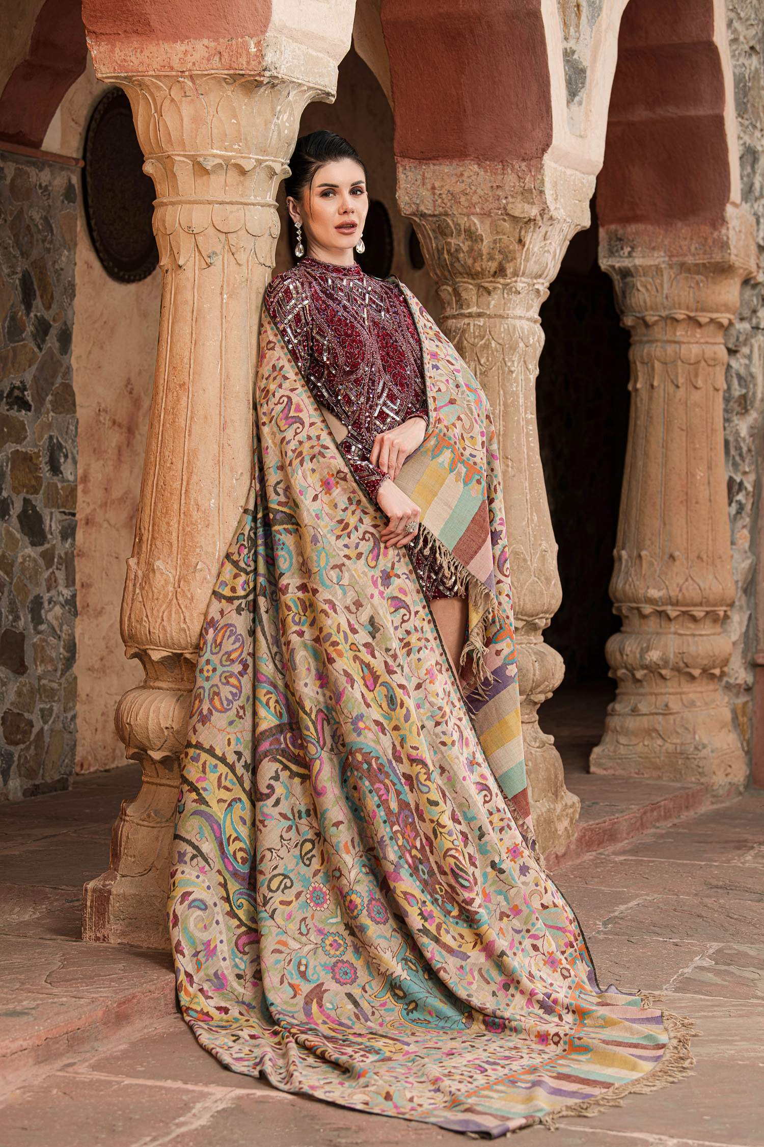 Beige Kani Pashmina Shawl | Wedding Gifts for Brides