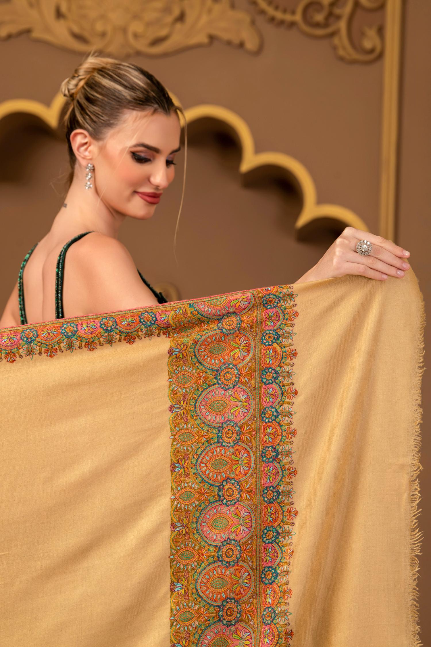 Beige Pashmina Shawl | Authentic Cashmere Shawl