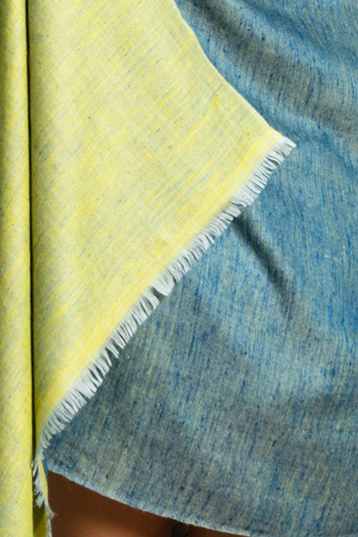 Navy and Yellow Cashmere Scarf | Reversible Wraps